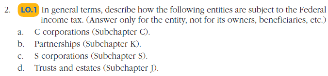 Solved 2. LO.1 In general terms, describe how the following | Chegg.com
