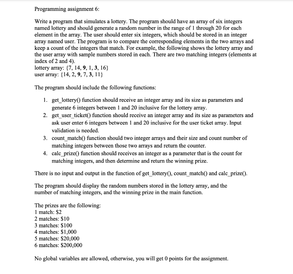 Solved Programming assignment 6: Write a program that | Chegg.com