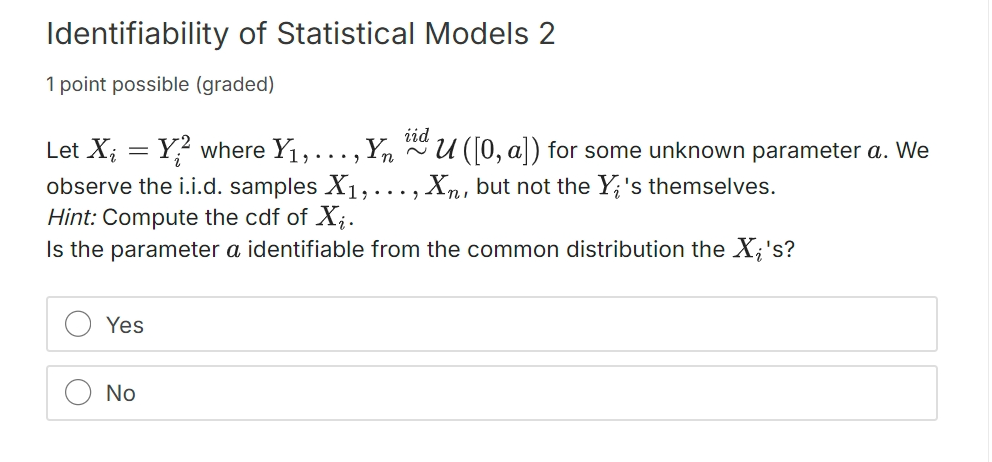 Solved Identifiability of Statistical Models 21 ﻿point | Chegg.com