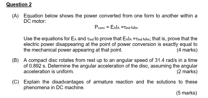 Solved Question 2 (A) Equation below shows the power | Chegg.com