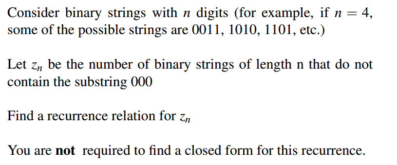 Solved Consider binary strings with n digits (for example, | Chegg.com