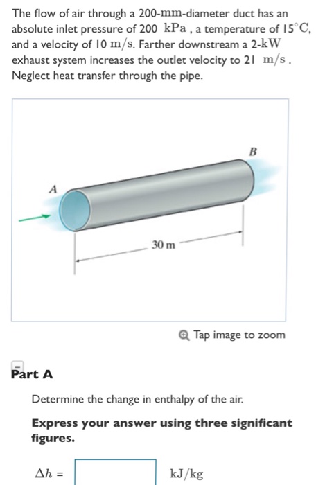Solved The flow of air through a 200-mm-diameter duct has an | Chegg.com