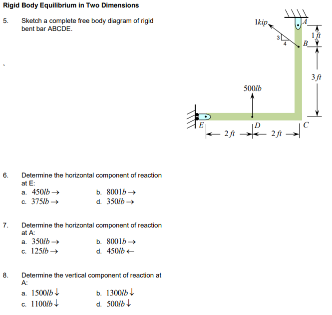 Solved Rigid Body Equilibrium in Two Dimensions 5. Sketch a | Chegg.com