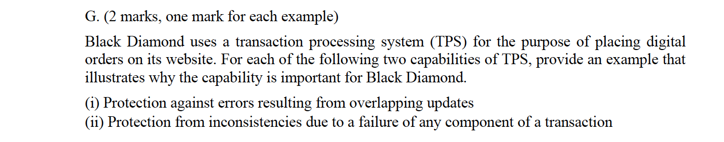 Solved G. (2 marks, one mark for each example) Black Diamond | Chegg.com