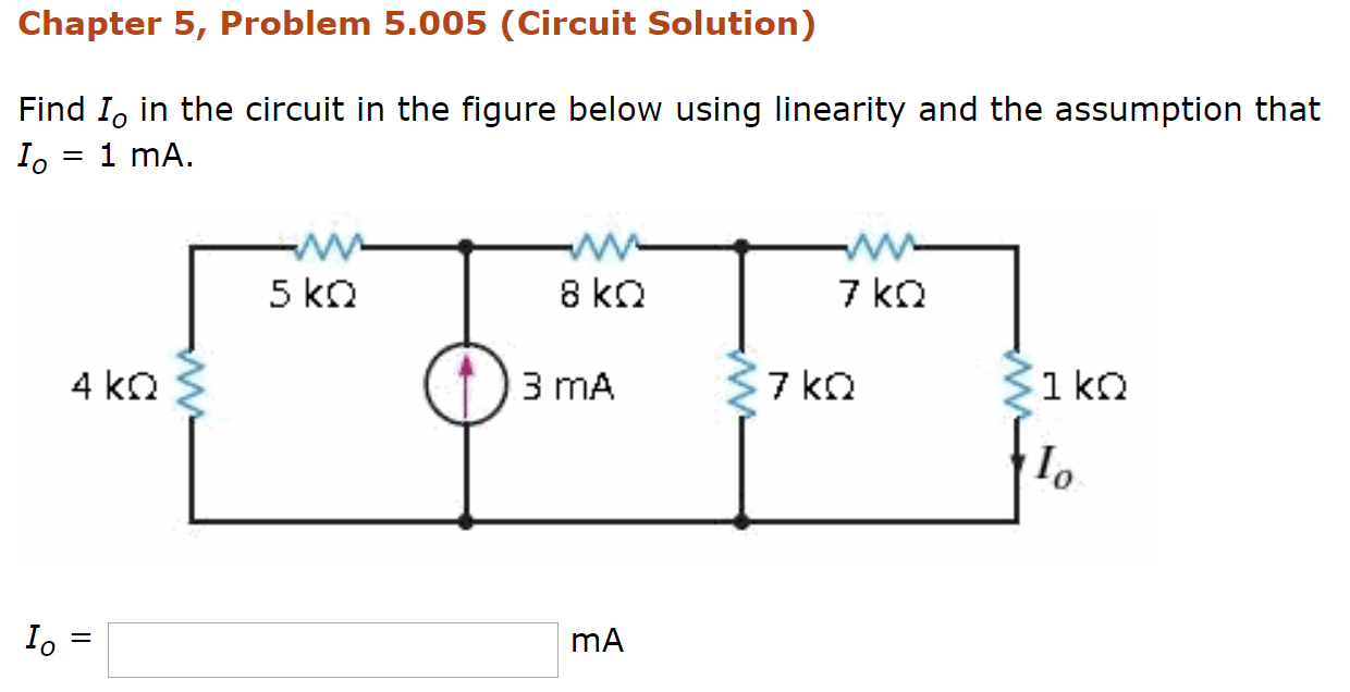 Solved Chapter 5, Problem 5.005 (Circuit Solution) Find Io | Chegg.com