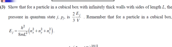 Solved 3) Show that for a particle in a cubical box with | Chegg.com