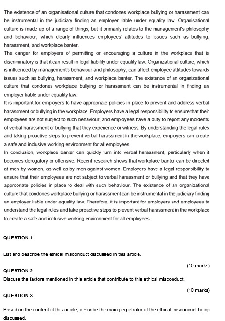 Solved Case 2: Ethics in the Workplace Workplace banter is a | Chegg.com