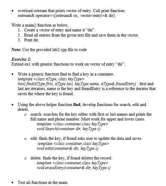 Solved Exercise 1: The file 'dir.txt' (provided) contains | Chegg.com