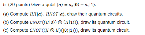 Solved 5. (20 points) Give a qubit ∣a =a0∣0 +a1∣1 . (a) | Chegg.com