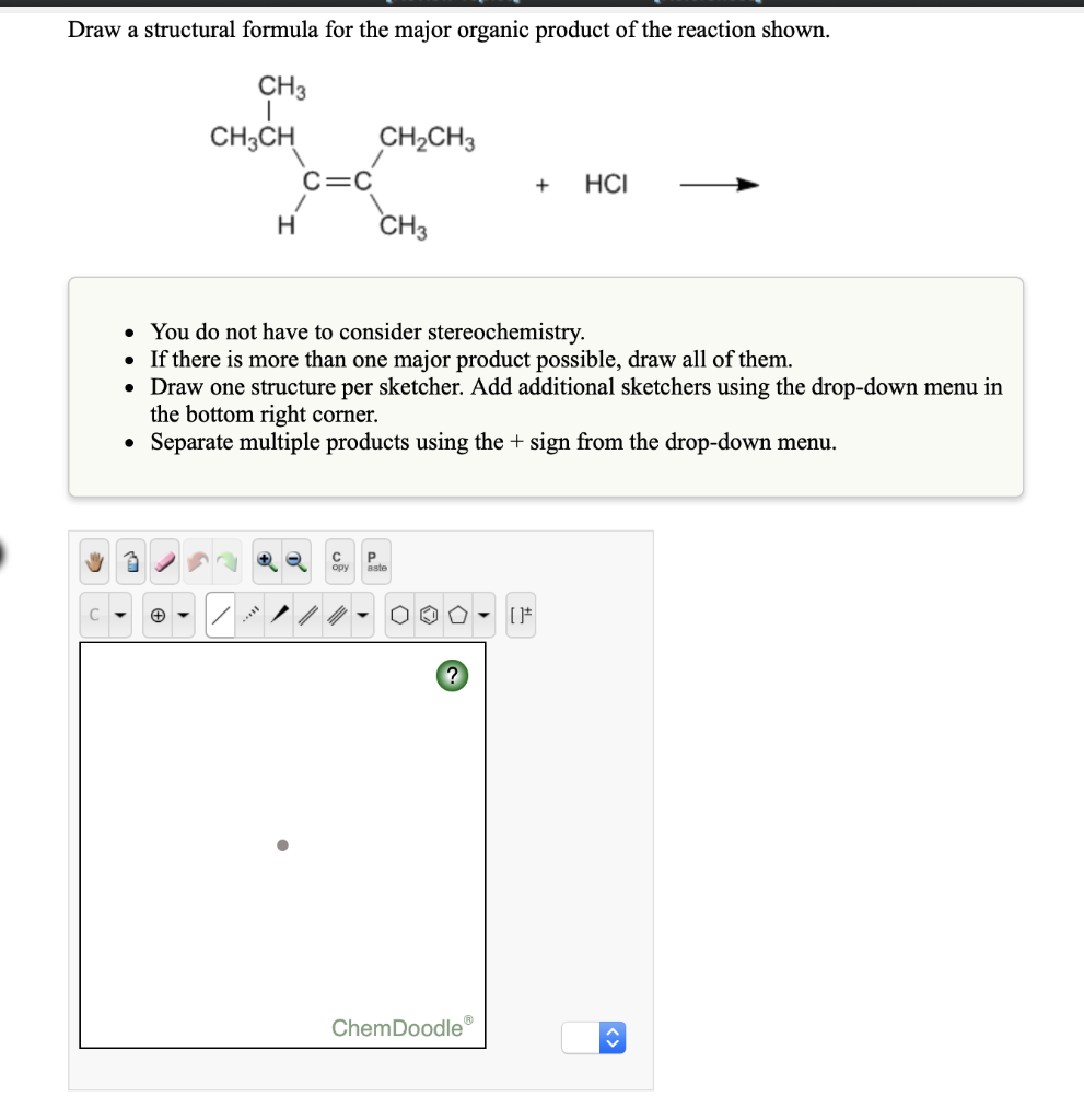Solved Draw a structural formula for the major organic | Chegg.com