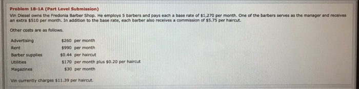 Solved Problem 18-1A (Part Level Submission) Vin Diesel owns | Chegg.com