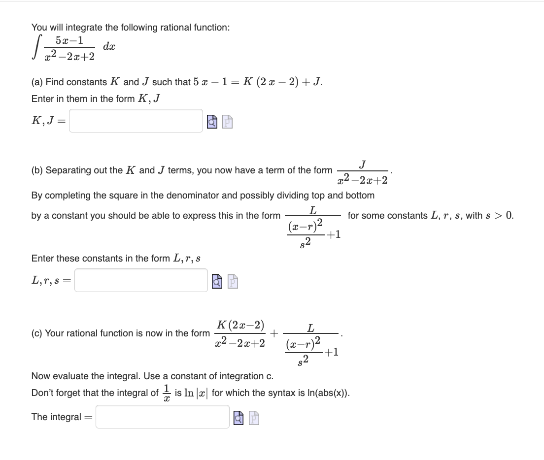 Solved You will integrate the following rational function: | Chegg.com