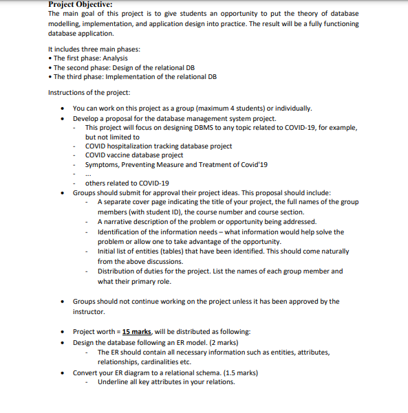 Solved Project Objective: The main goal of this project is | Chegg.com