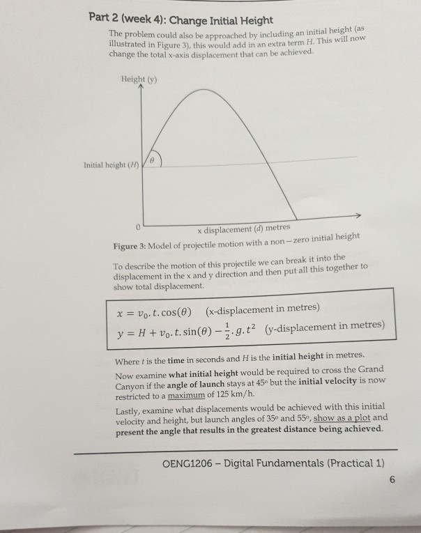 Solved Part 2 (week 4): Change Initial Height The problem | Chegg.com