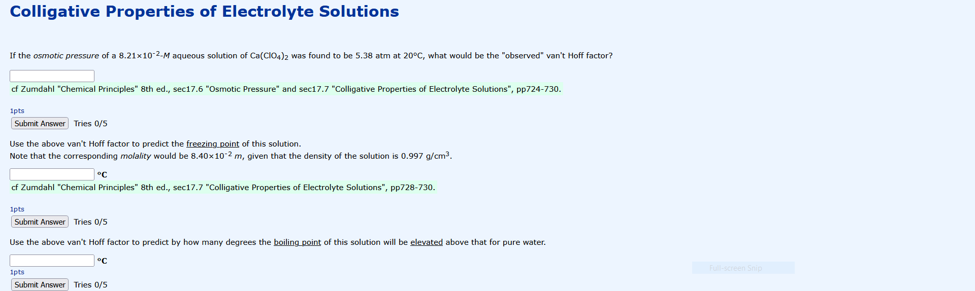 Solved Colligative Properties of Electrolyte Solutions | Chegg.com