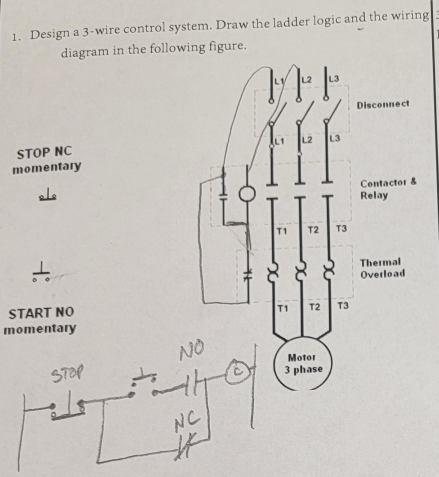 Solved 2-wire control system. Draw the ladder logic and the | Chegg.com