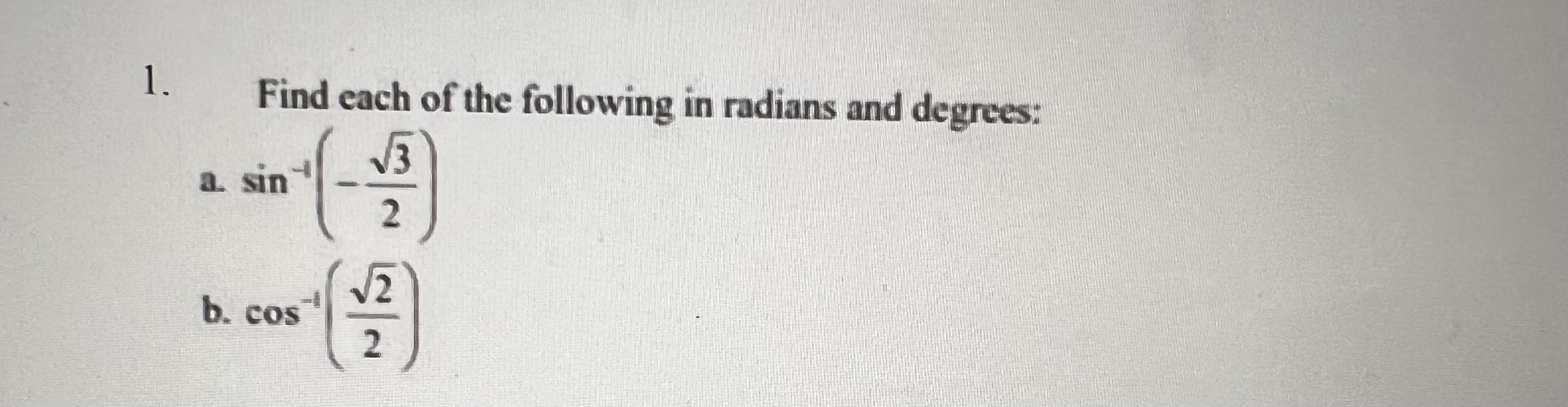 Solved Find each of the following in radians and | Chegg.com