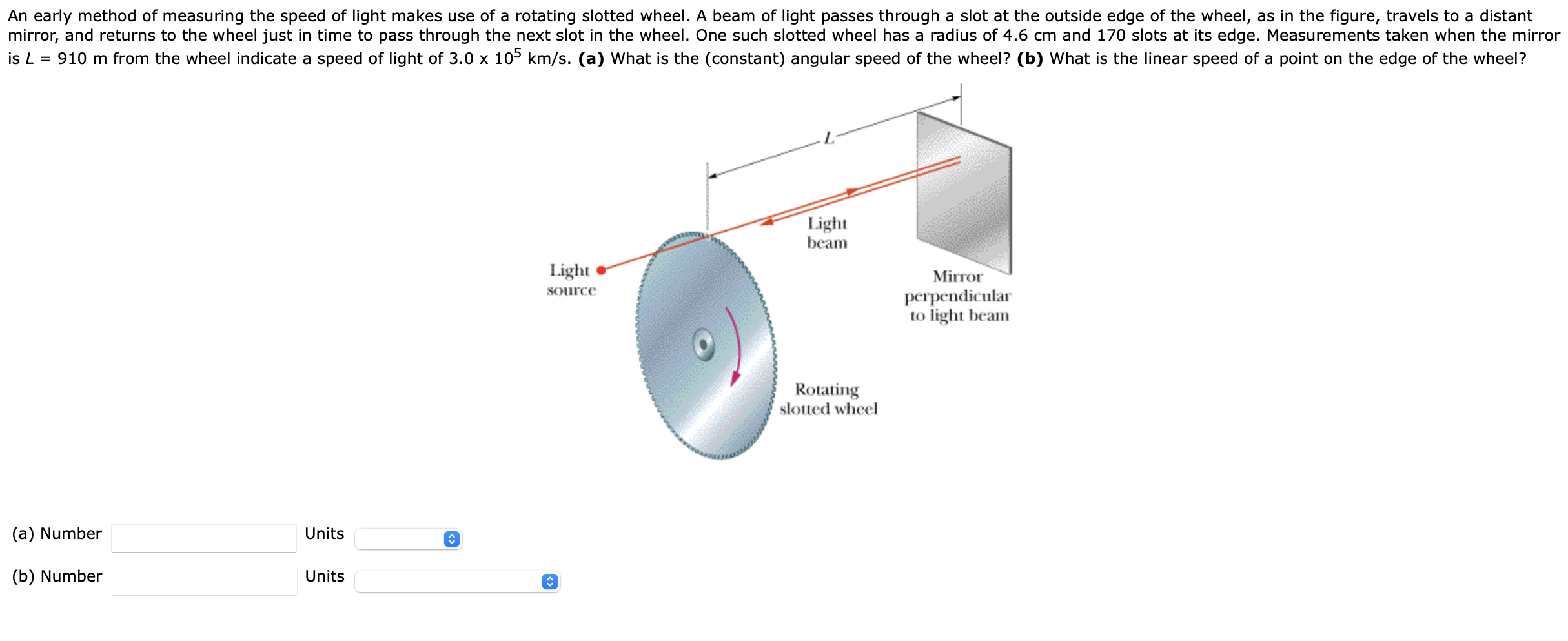 Solved An early method of measuring the speed of light makes | Chegg.com