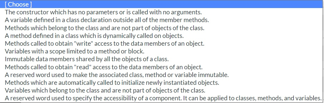 Solved Match each item to its definition. Instance Variables | Chegg.com
