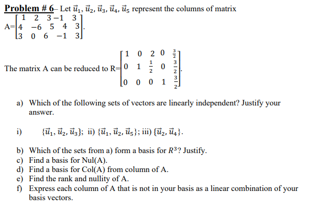 Solved Problem # 6- Let ū1, ūz, ūz, ū4, Ūs represent the | Chegg.com