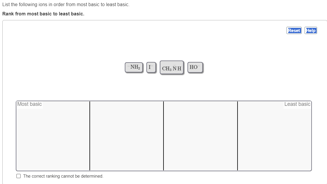 Solved List the following ions in order from most basic to | Chegg.com