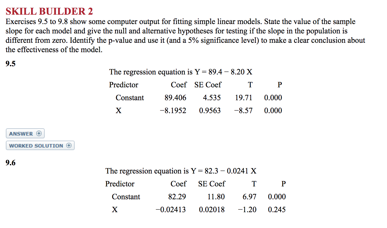 SKILL BUILDER 2 Exercises 9.5 to 9.8 show some | Chegg.com