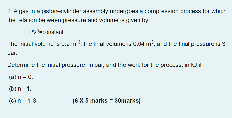Solved 2. A gas in a piston-cylinder assembly undergoes a | Chegg.com