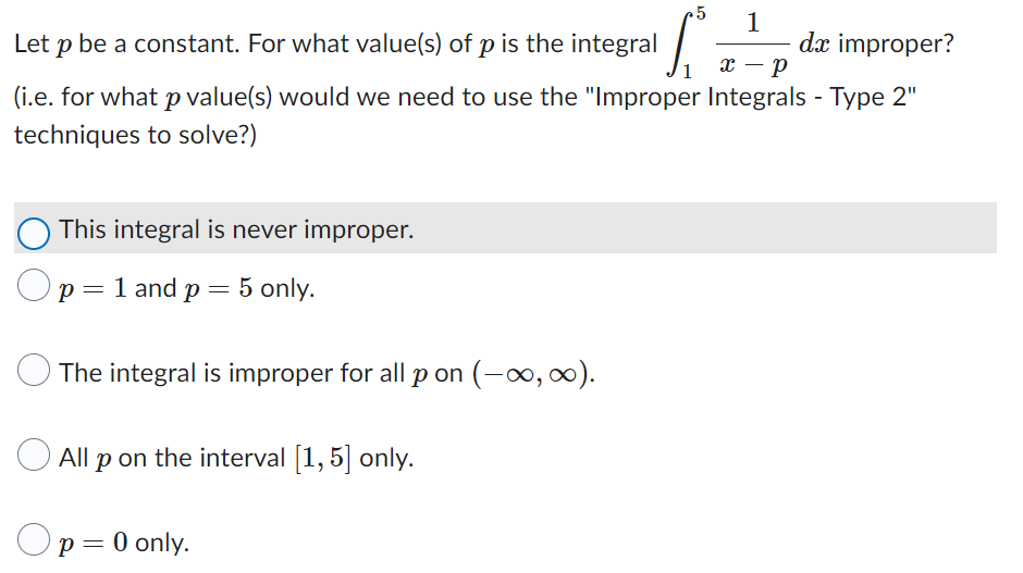 Solved Let p be a constant. For what value(s) of p is the | Chegg.com