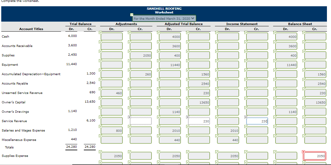 Solved Complete the worksheet. SANDHILL ROOFING Worksheet | Chegg.com