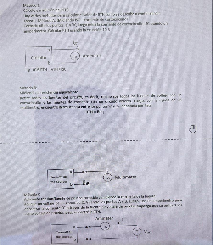 Solved Method 1 Calculation and measurement of RTH) There | Chegg.com