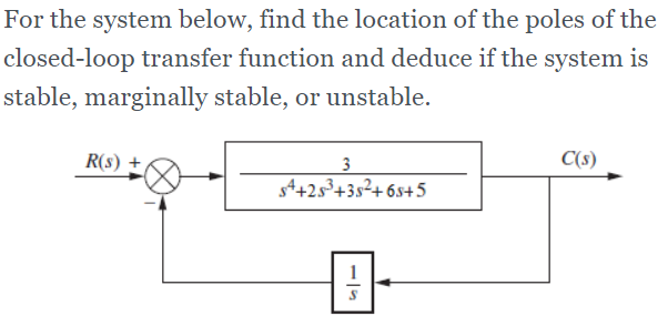 Solved For the system below, find the location of the poles | Chegg.com