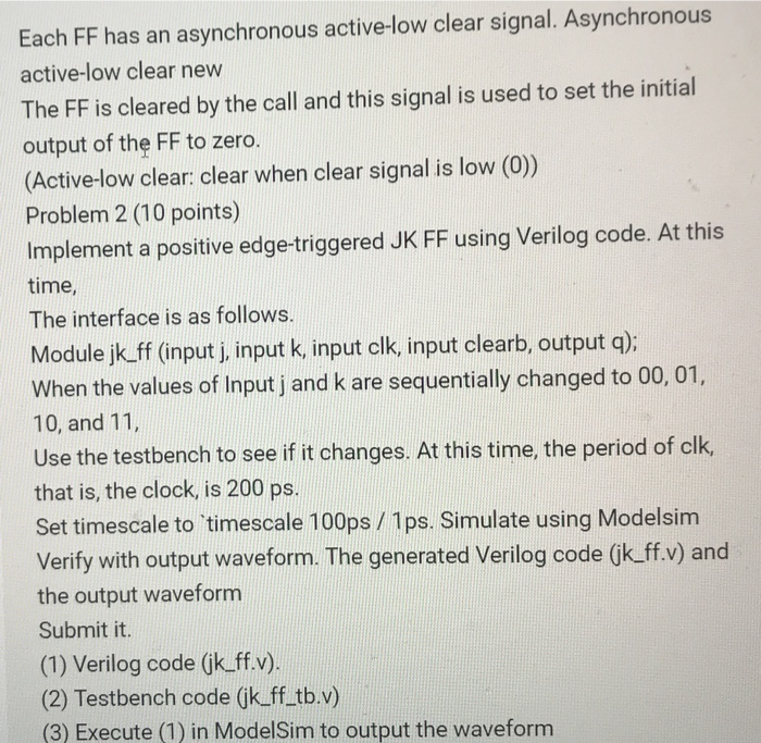 Solved Each FF has an asynchronous active-low clear signal. | Chegg.com
