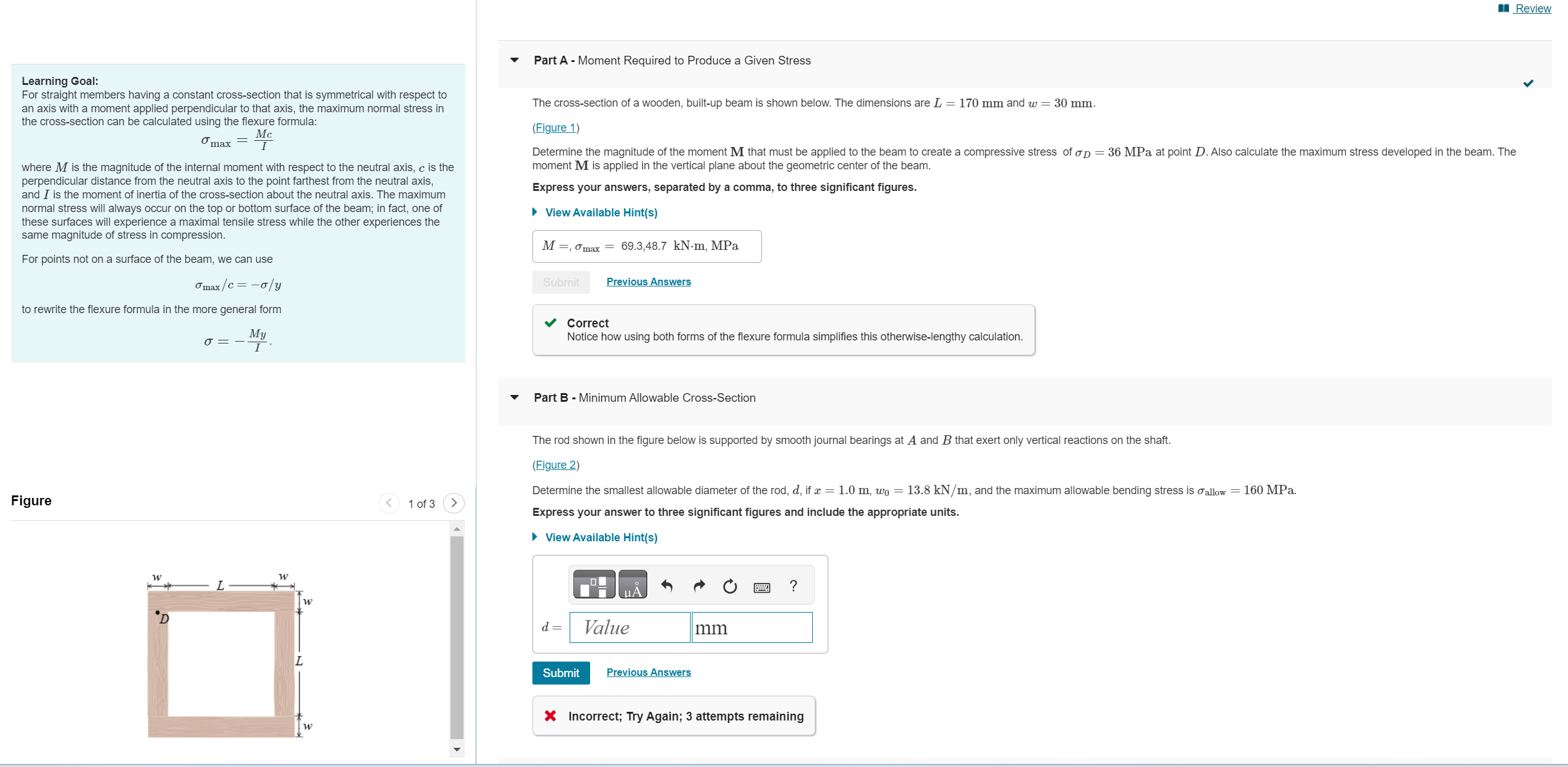 Solved Learning Goal: Part C - ﻿Absolute Maximum Bending | Chegg.com