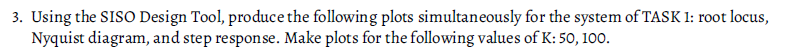 Solved 3. Using the SISO Design Tool, produce the following | Chegg.com