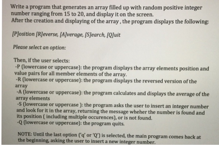 Solved Write A Program That Generates An Array Filled Up