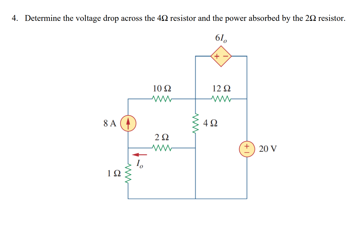Solved 4. Determine the voltage drop across the 4Ω resistor | Chegg.com