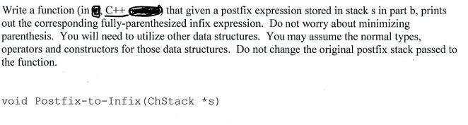 Solved Write a function in C++ that given a postfix | Chegg.com Solved Write a function in C++ that given a postfix | Chegg.com