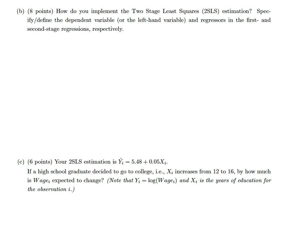 Solved 6. Consider the instrumental variable regression | Chegg.com