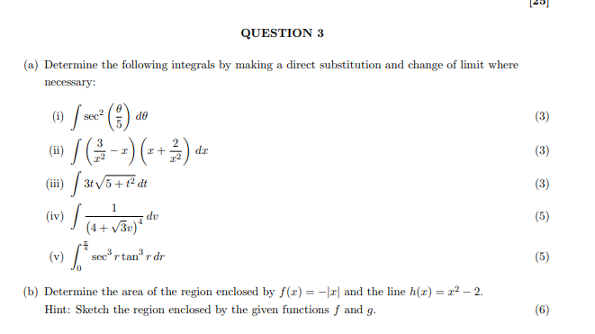 Solved (a) Determine the following integrals by making a | Chegg.com
