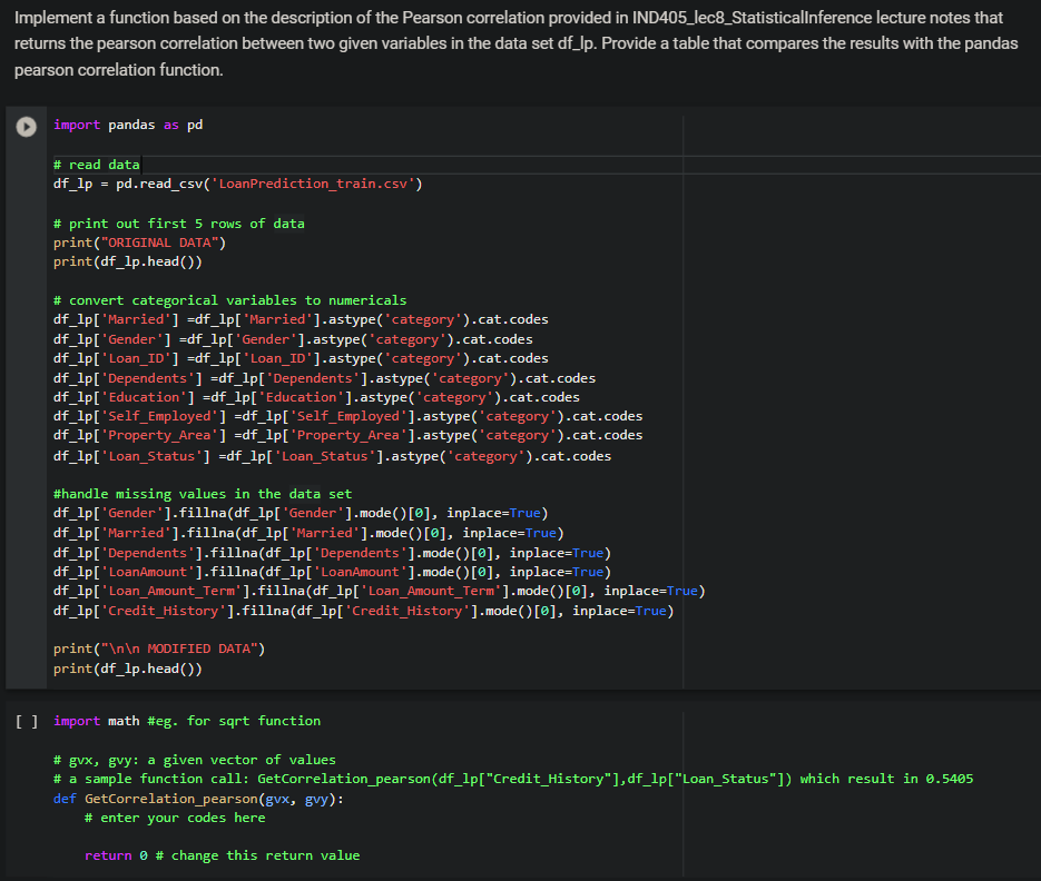 Solved Implement a function based on the description of the | Chegg.com