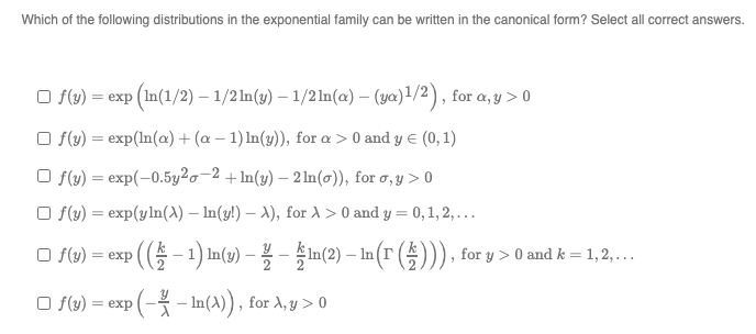 Solved Which of the following distributions in the | Chegg.com