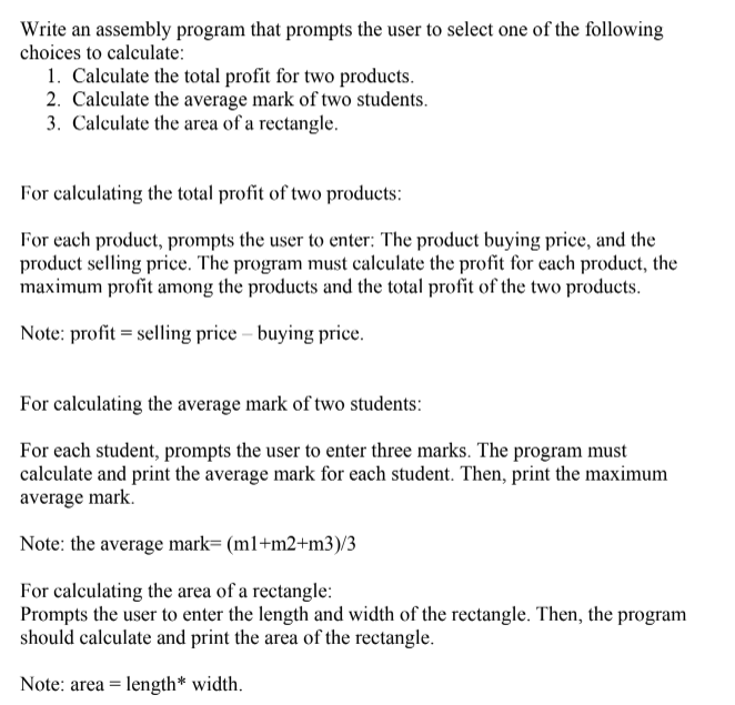 Solved Write an assembly program that prompts the user to | Chegg.com