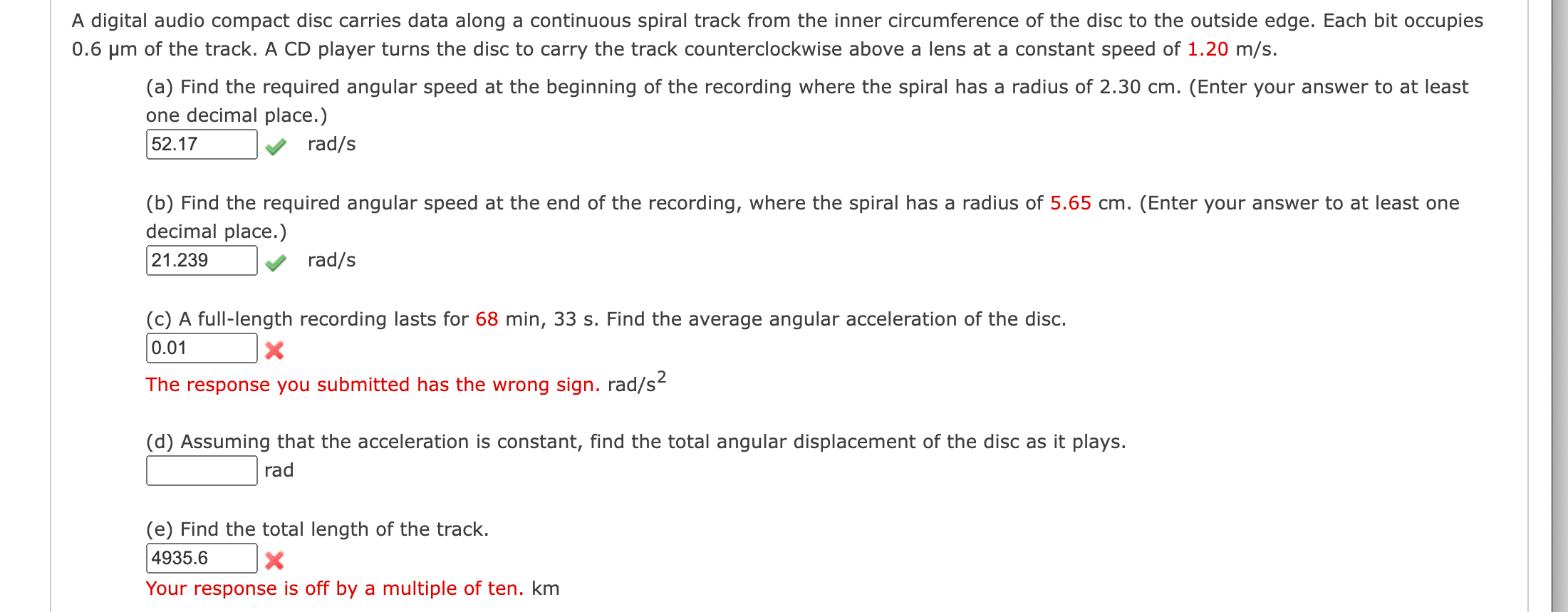 Solved A digital audio compact disc carries data along a | Chegg.com