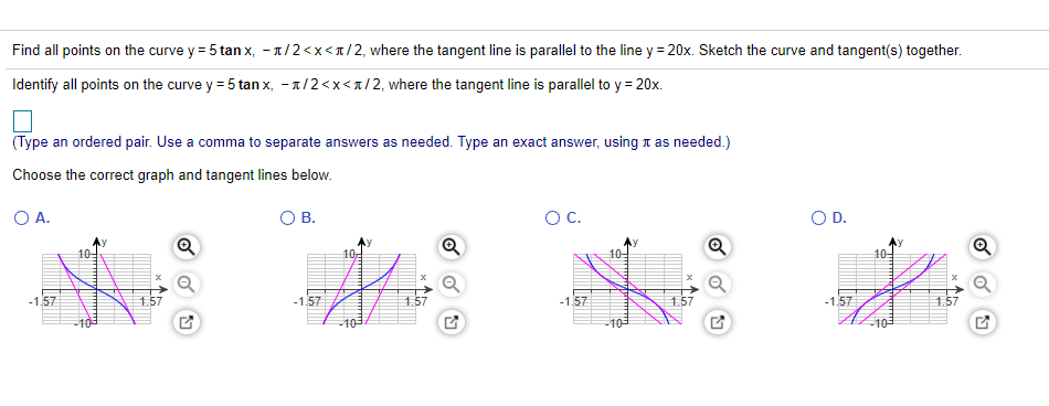 Solved Find all points on the curve y = 5tan x, -pie/2