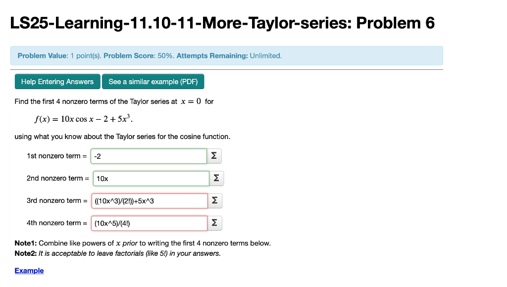Solved LS25-Learning-11.10-11-More-Taylor-series: Problem 6 | Chegg.com