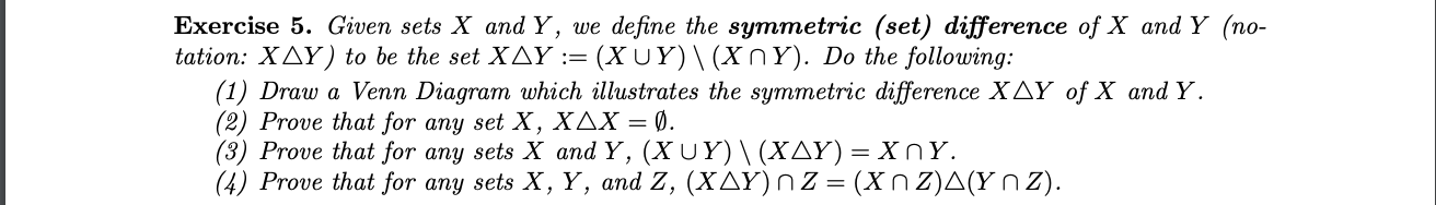 Solved Exercise 5. Given sets X and Y, we define the | Chegg.com