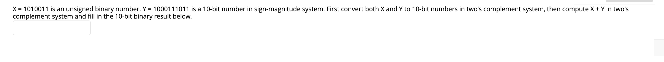 Solved X = 1010011 is an unsigned binary number. Y = | Chegg.com