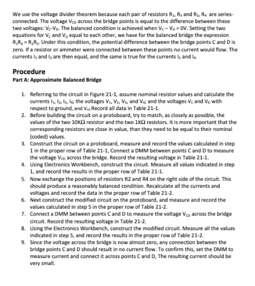 Solved Unbalanced and Balanced Bridge Circuits. Objective: | Chegg.com