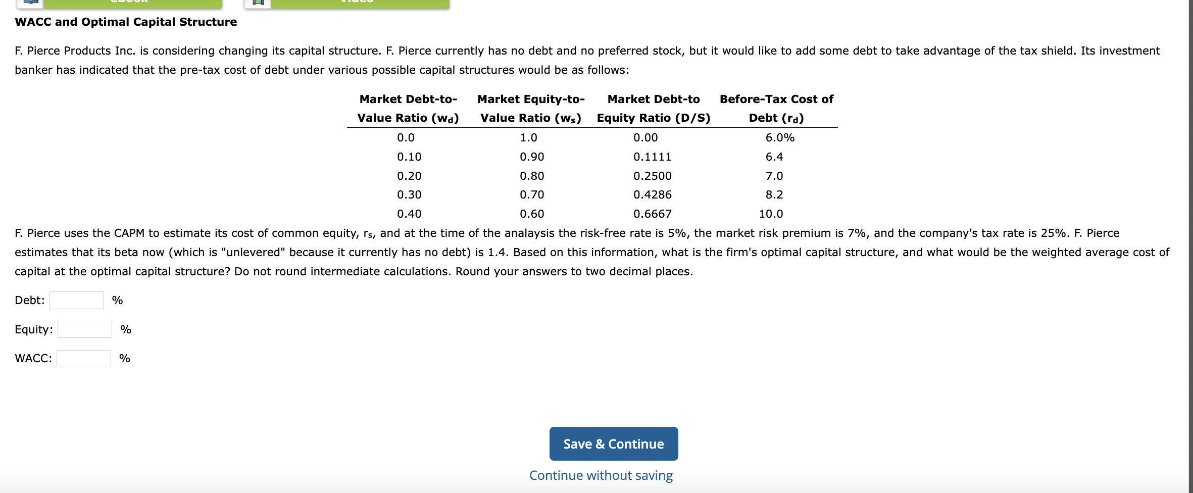 Solved Show me the steps to solve WACC and Optimal Capital | Chegg.com