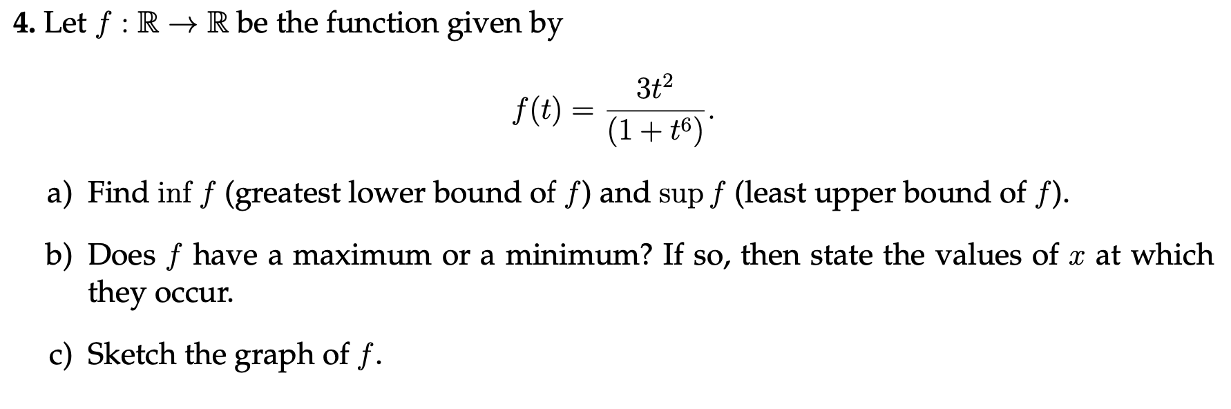 Solved Let Fr→r be The Function Given Byft3t21t6a